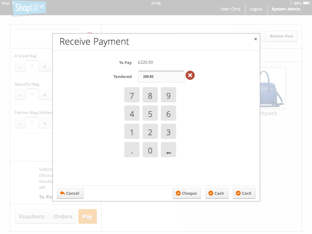 ePOS Till System - Main Screens Described - ShopTill-e.com